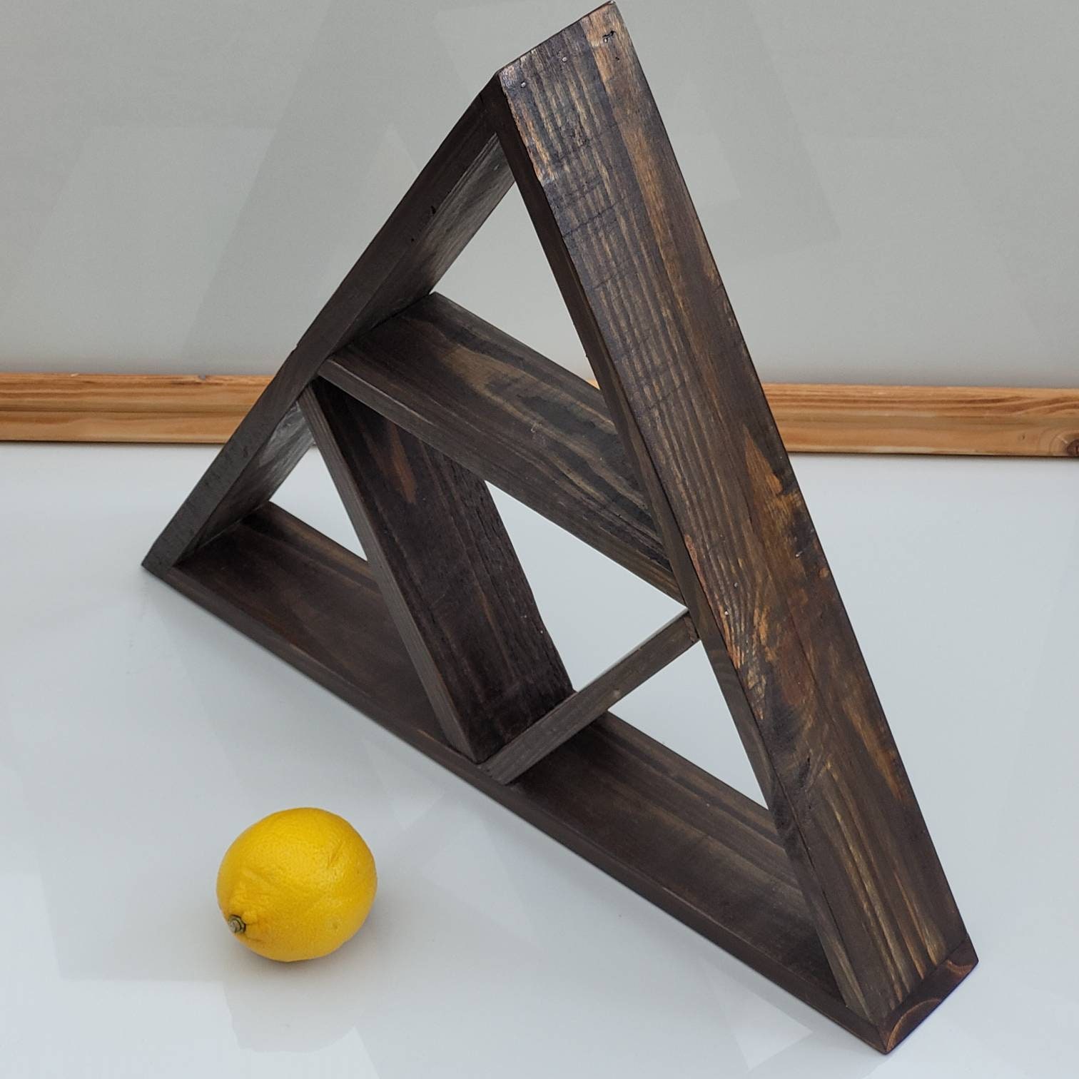 Wooden Triangular Shelf Crystal Display Triangular Shelf Yoga Studio ...