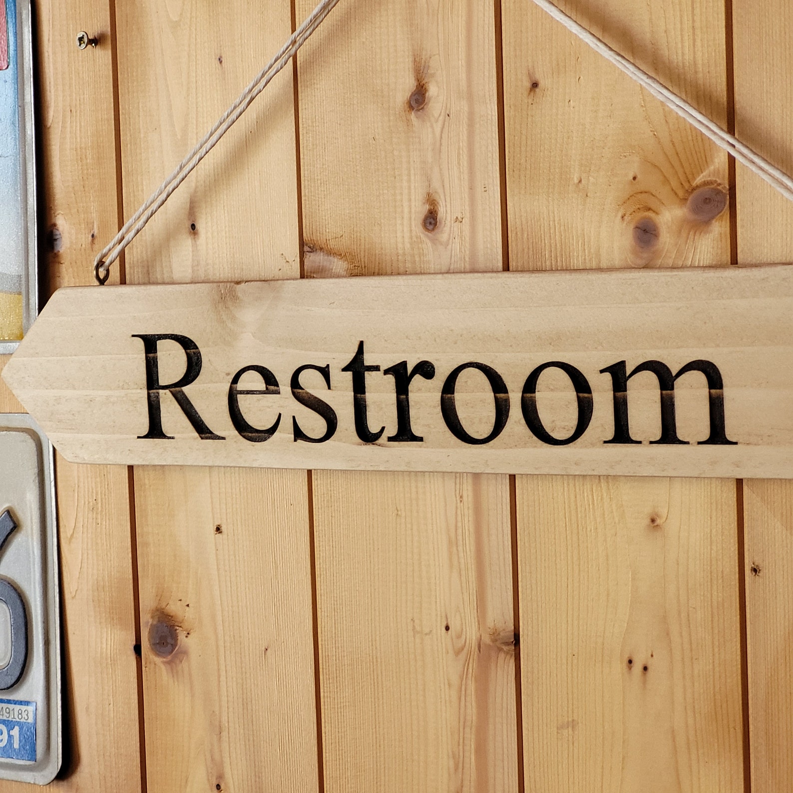 Wooden Restroom Sign Two-way Bathroom Sign for Guests - Etsy