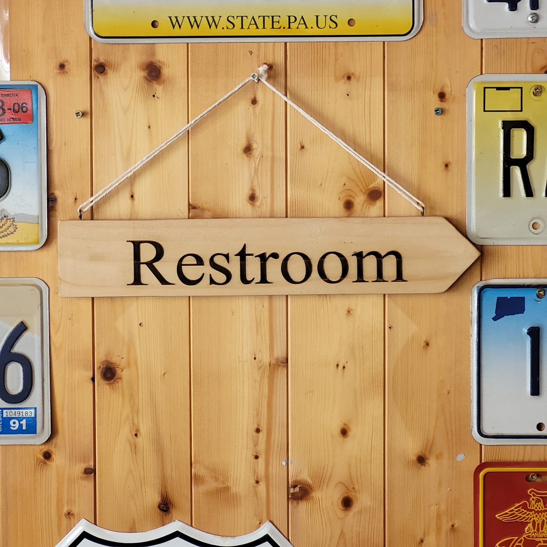 Wooden Restroom Sign Two-way Bathroom Sign for Guests - Etsy