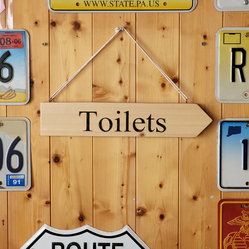 Wooden Toilet Sign Two-way Bathroom Sign for Guests - Etsy