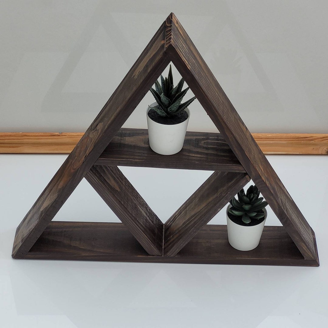 Wooden Triangular Shelf Crystal Display Triangular Shelf Yoga Studio ...