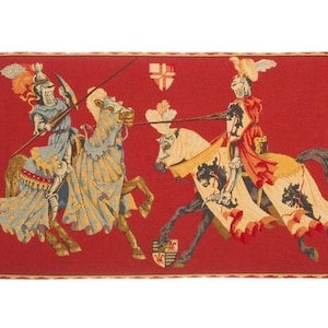 Medieval Joust / Jousting Knights, 33" X 18", 83cm X 46cm BELGIAN ...