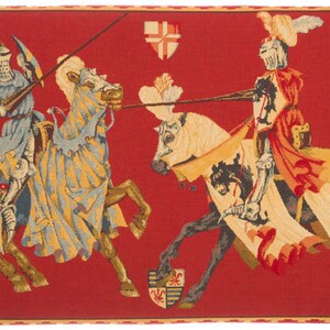 Medieval Joust / Jousting Knights, 33" X 18", 83cm X 46cm BELGIAN ...