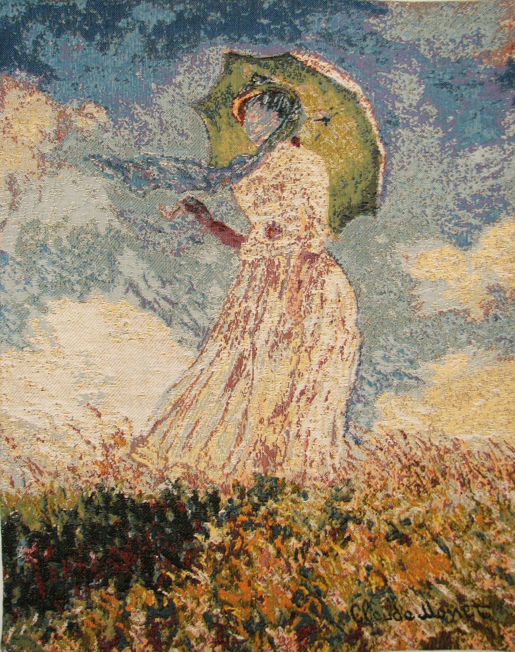 Claude MONET Lady with an Umbrella Belgian Jacquard Woven Hand Finished ...