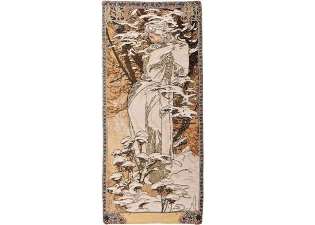 Alphonse MUCHA Seasons Hiver / Winter, Hand Finished BELGIAN Tapestry ...