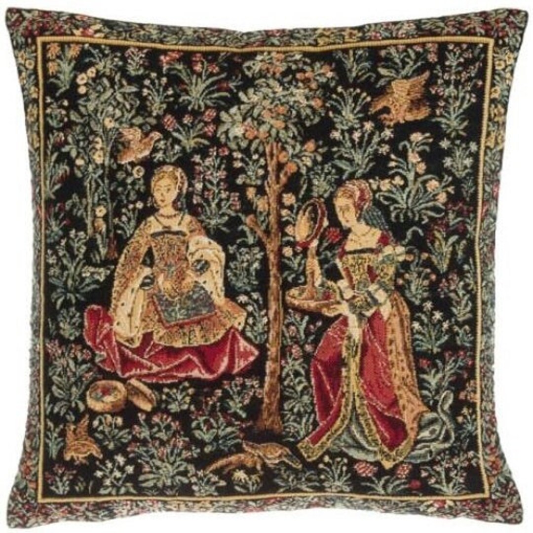 Medieval Embroidery Scene From Gallanteries BELGIAN Belgium Jacquard ...