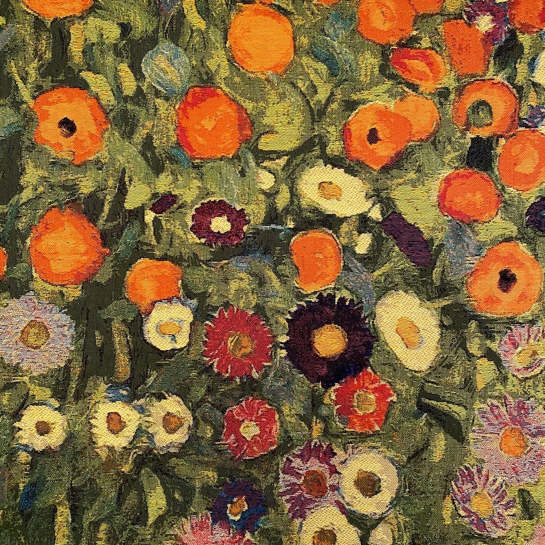 Gustav KLIMT Flower Garden V3 BELGIAN Belgium Jacquard WOVEN Hand ...