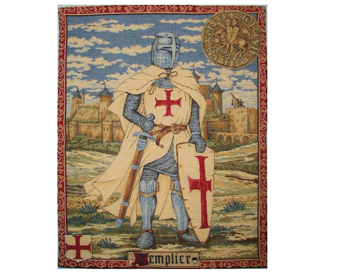 TEMPLAR KNIGHT Guarding Castle, 21" X 18", 54cm X 46cm BELGIAN Belgium ...