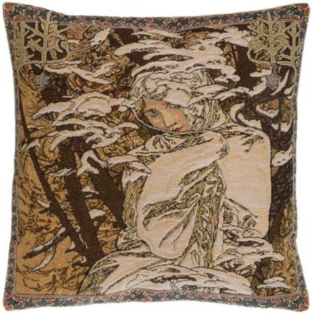 Alphonse MUCHA Winter Hiver Seasons BELGIAN Belgium Jacquard WOVEN Hand ...