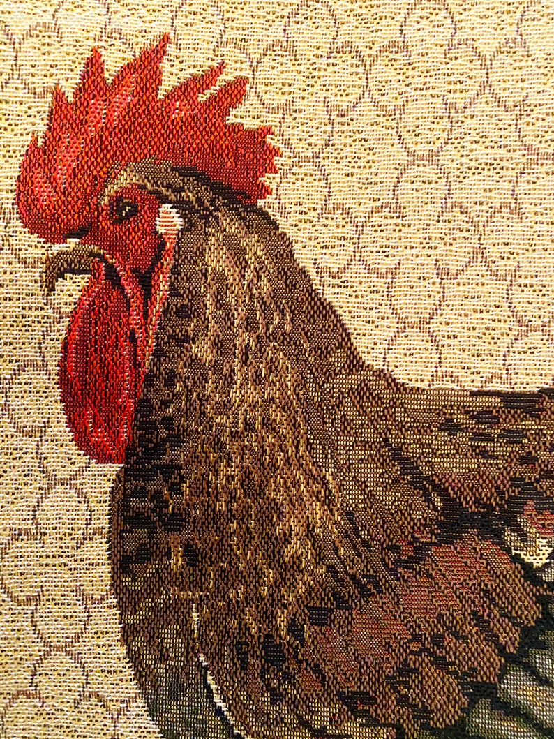 Cockerell Rooster Chicken FRENCH TAPESTRY Woven Hand Finished Tote ...
