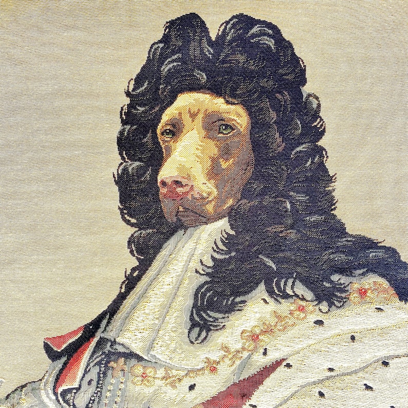 Chocolate Labrador King Louis XIV of France, BELGIAN Jacquard WOVEN ...