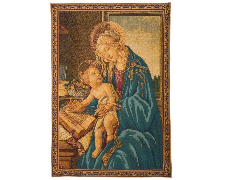Botticelli MADONNA Del Libro BELGIAN Belgium Jacquard WOVEN Hand ...