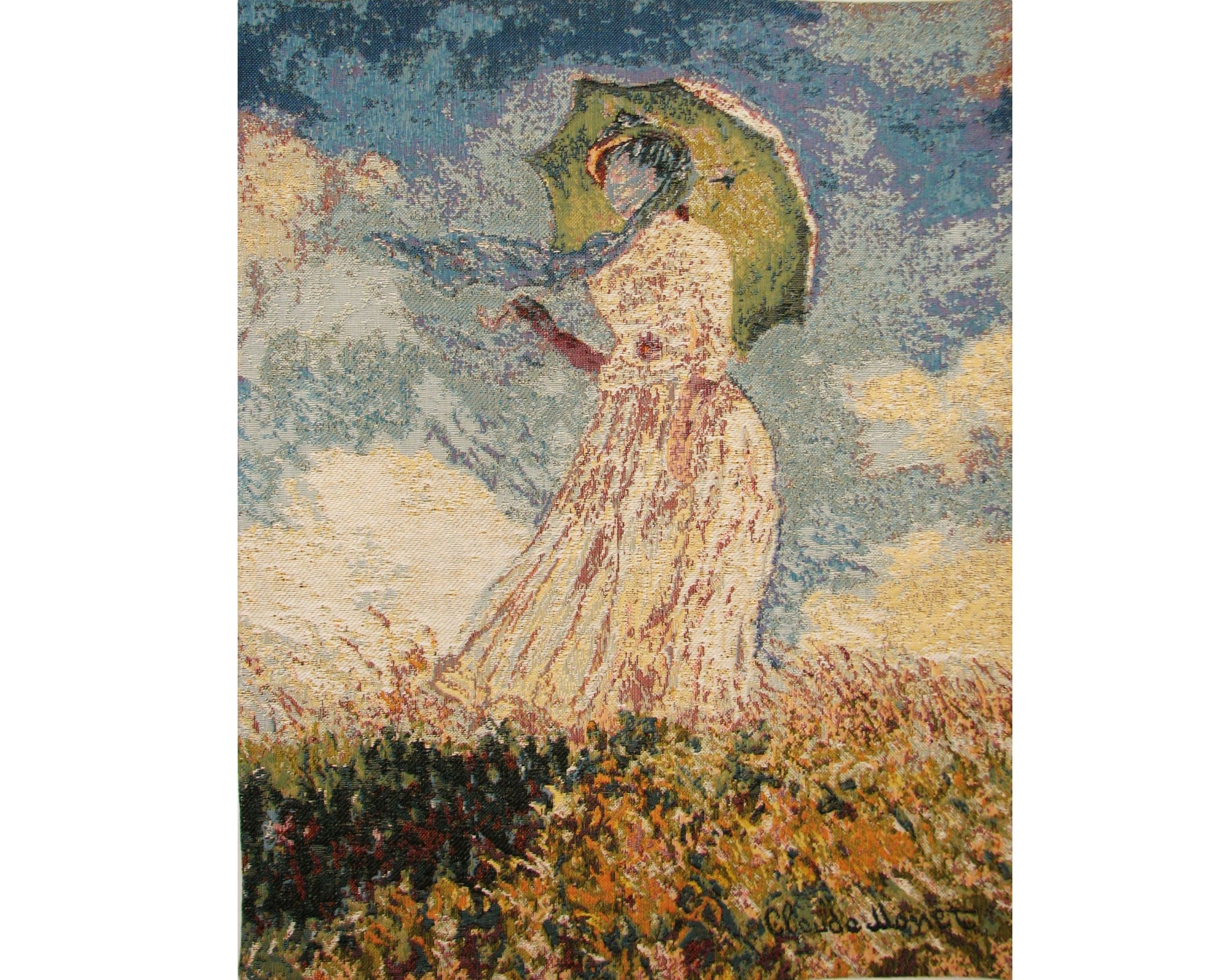 Claude MONET Lady with an Umbrella Belgian Jacquard Woven Hand Finished ...