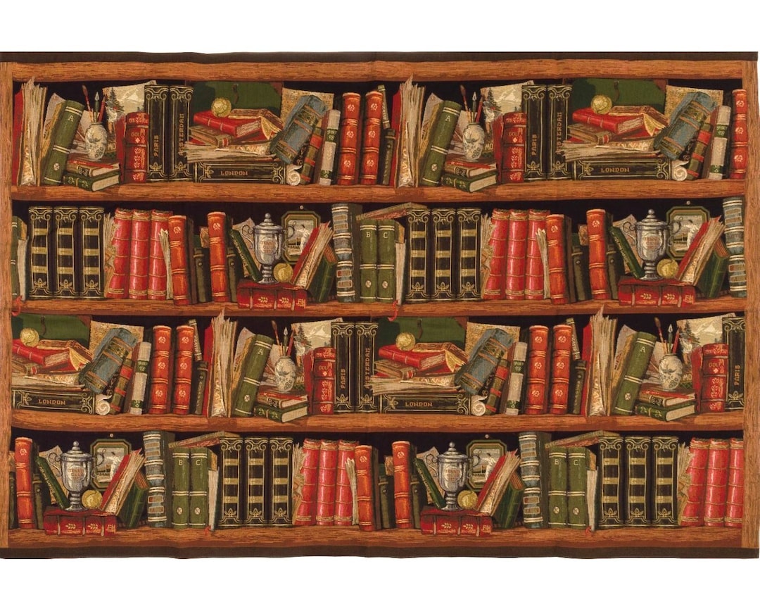 Bibliotheque Library & Books Design BELGIAN Jacquard Woven Tapestry ...