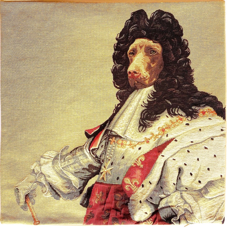 Chocolate Labrador King Louis XIV of France, BELGIAN Jacquard WOVEN ...