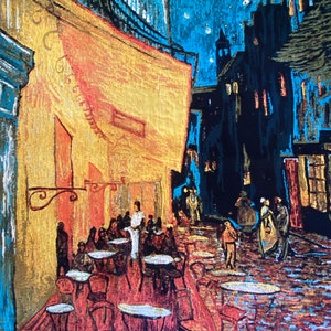 Vincent Van GOGH Café Cafe Terrace at Night 93cm X 143cm 37" X 56" Belgian Jacquard Woven Hand ...
