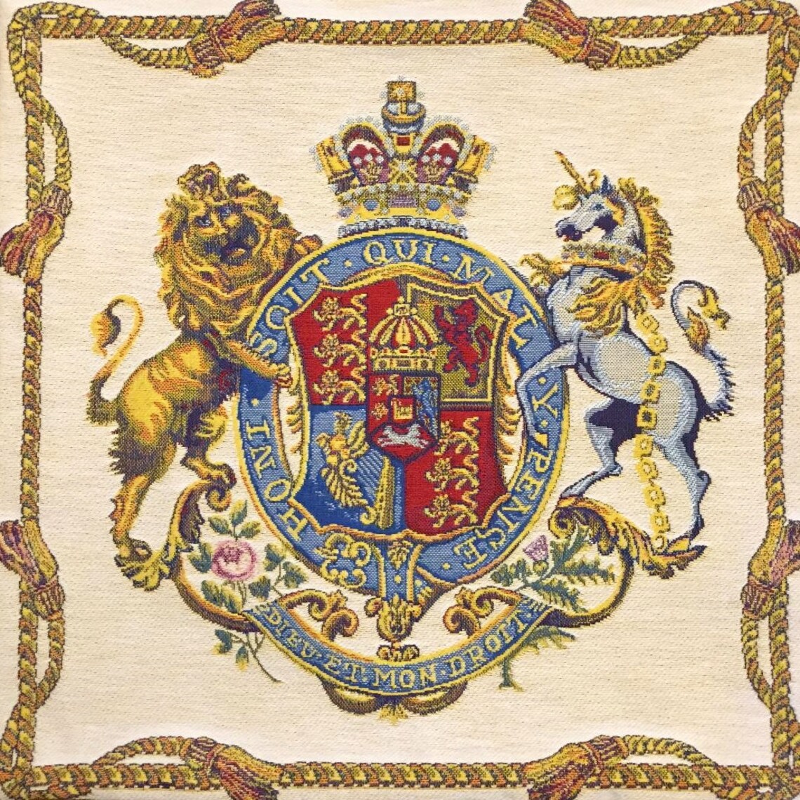19th Century Royal Coat of Arms of UK & Hanover, BELGIAN Jacquard WOVEN ...
