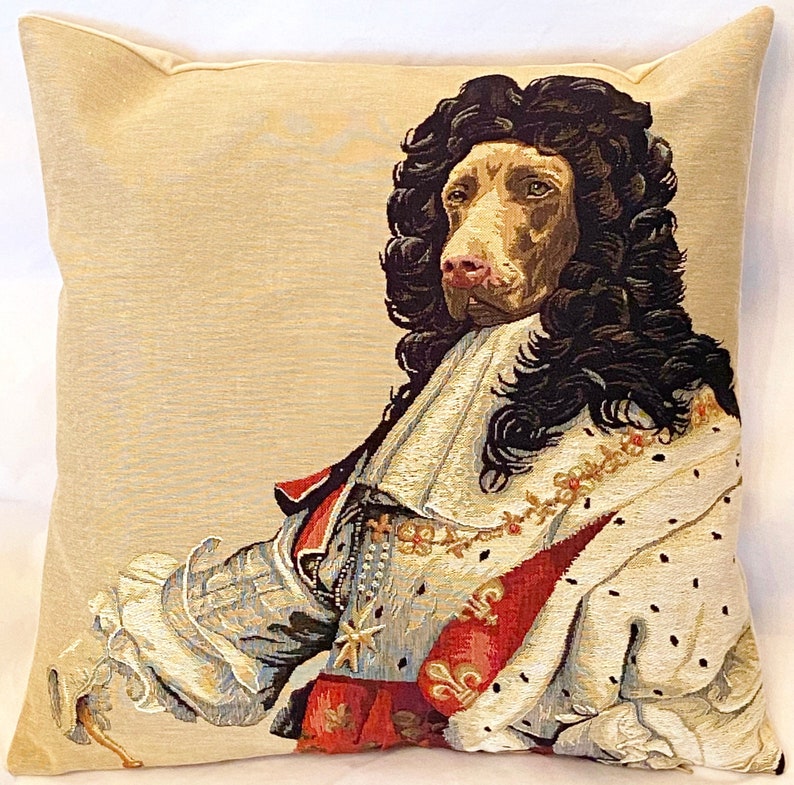Chocolate Labrador King Louis XIV of France, BELGIAN Jacquard WOVEN ...