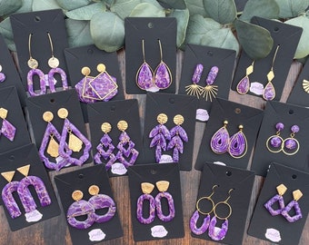 Groovy Purple & Gold Collection | LSU Earrings | Clay Earrings ...