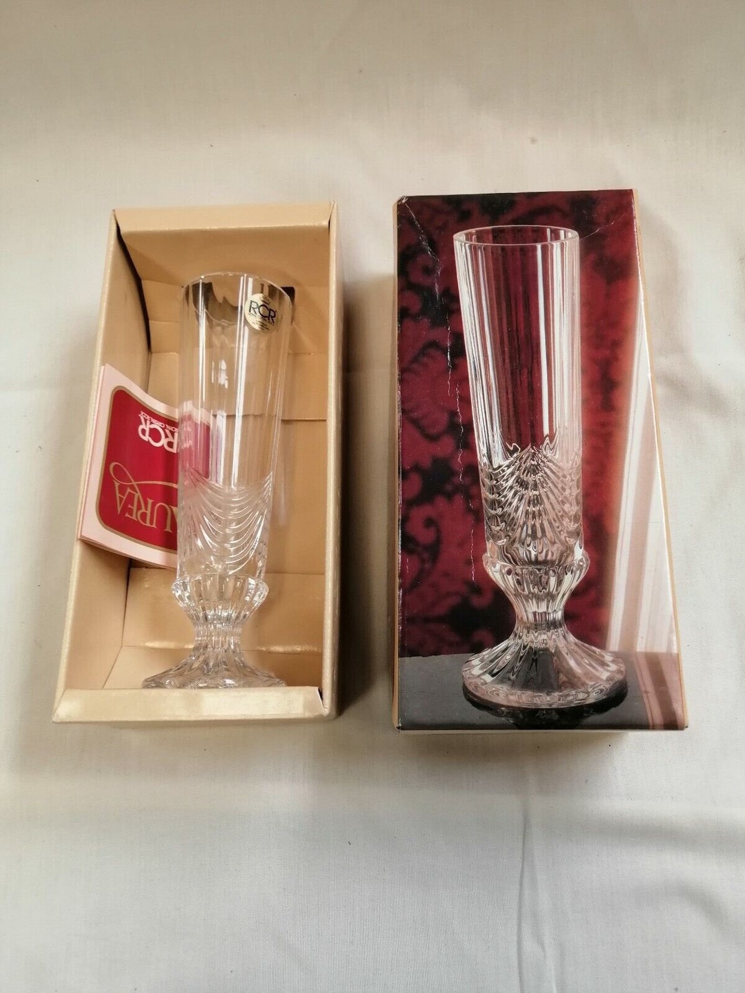 Vintage NOS RCR Royal Crystal Rock Glass Cup Jar Vase 6.7in "aurea ...