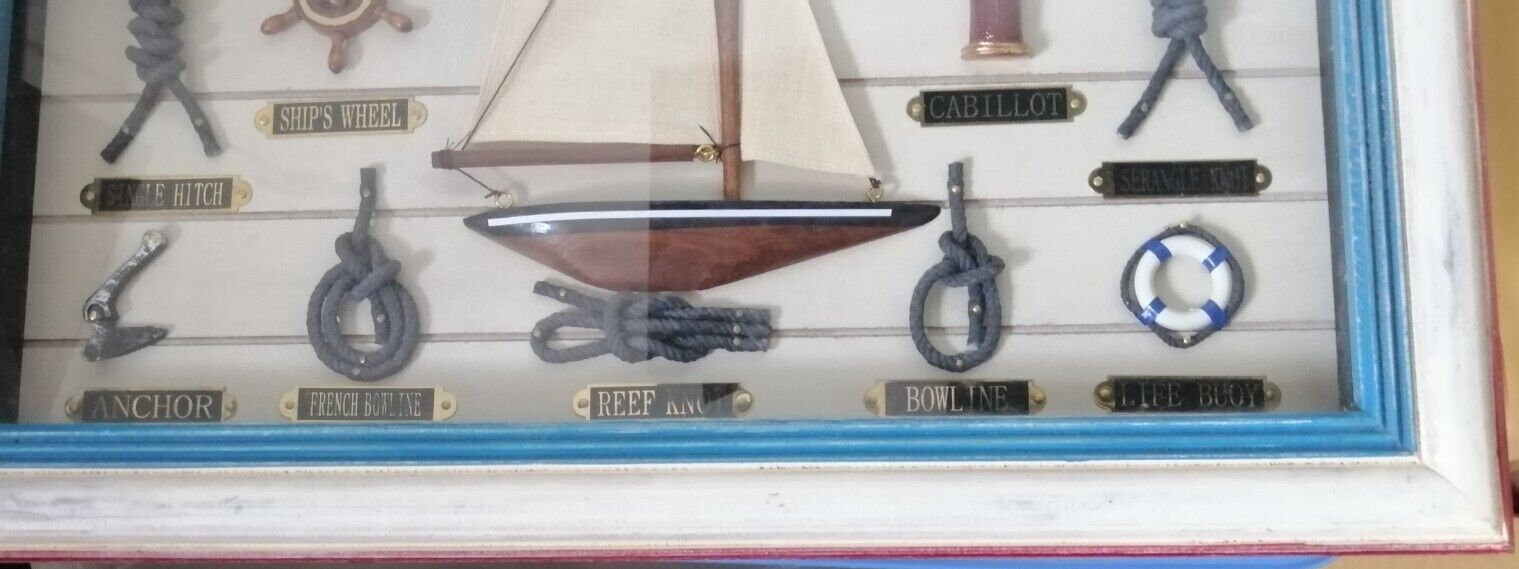 Vintage 1980s Navy Board Frame 18.5x13" Nautical Sailor Rope Knots ...