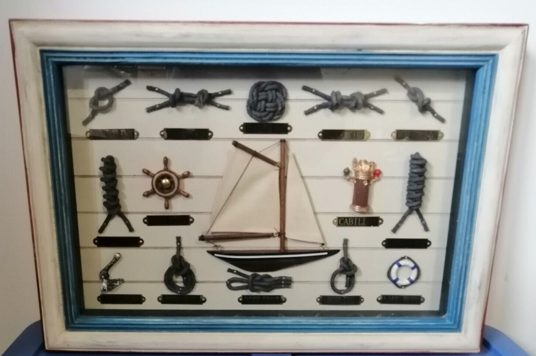 Vintage 1980s Navy Board Frame 18.5x13" Nautical Sailor Rope Knots ...