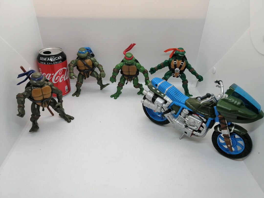 Joblot Vintage 4 Mutant Ninja Turtle + Motorcycle Action Figure 5 ...