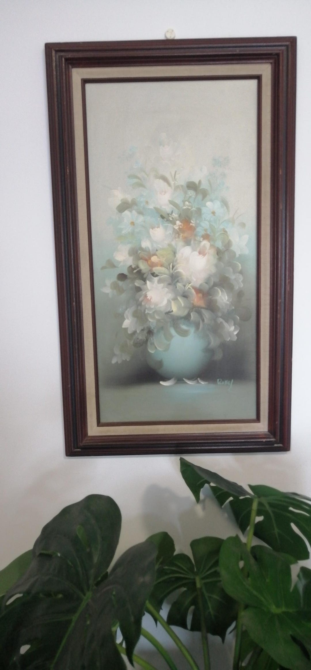 Vintage Original Painting Oil on Canvas Signed *rossy "flowers" Wood ...
