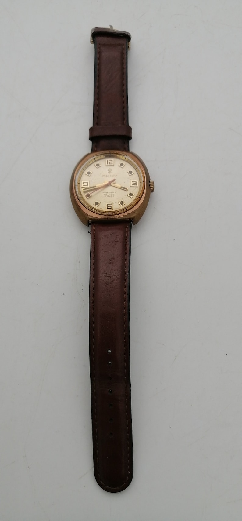 CAUNY PRIMA 17 Rubis Mechanical Wind Vintage 36mm Mens Wrist Watch ...