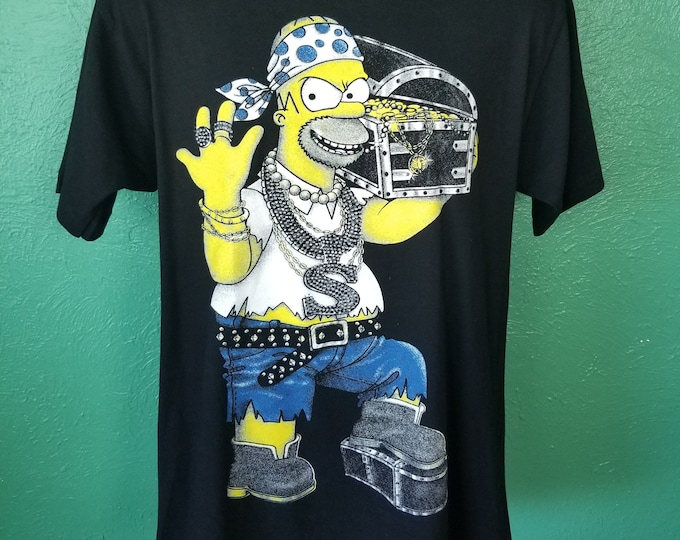 Vintage 90s Gangster Pirate Homer Simpson Bootleg Simpsons Black T ...