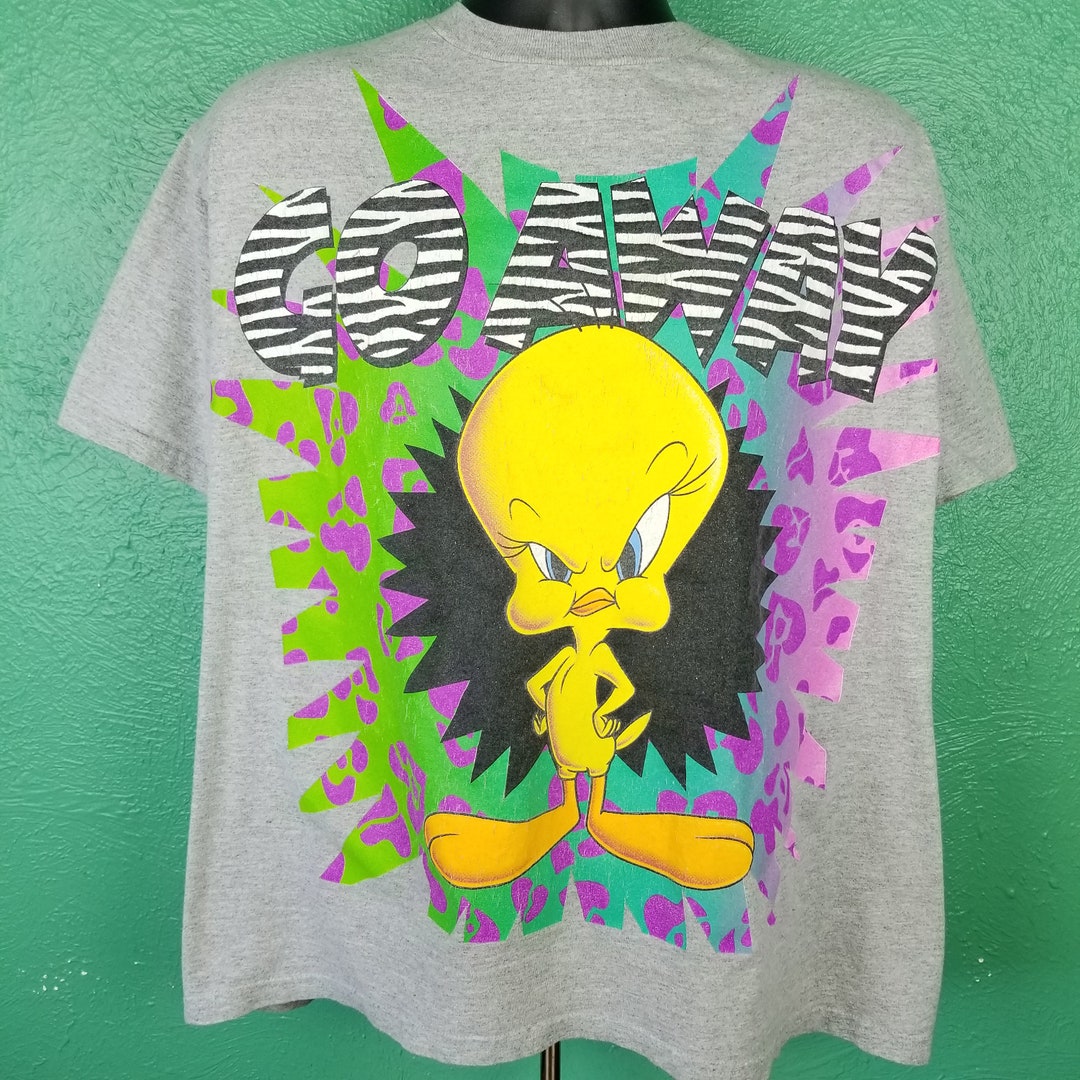 Vintage 90s Tweety Bird Looney Tunes Go Away Neon Shirt XL - Etsy