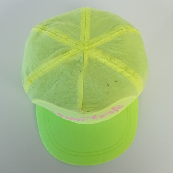 Vintage 80s Neon Yellow New York City Trucker Hat Cap… - Gem