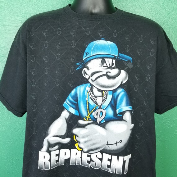 Vintage Popeye Hip Hop Rap represent shirt - Gem