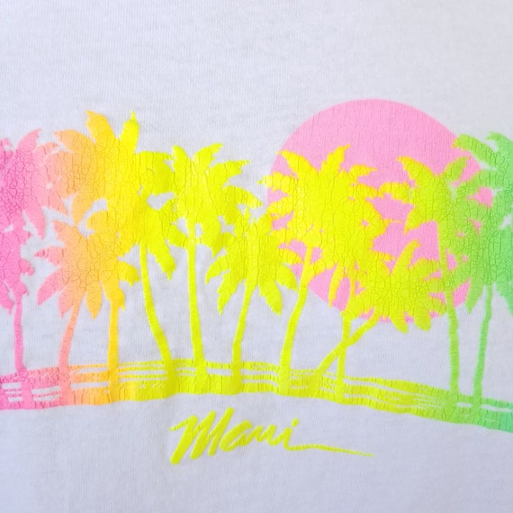 Vintage 80s Maui Hawaii Neon Palm Tree Sunset Vaporwa… - Gem