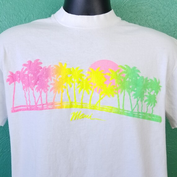Vintage 80s Maui Hawaii Neon Palm Tree Sunset Vaporwa… - Gem