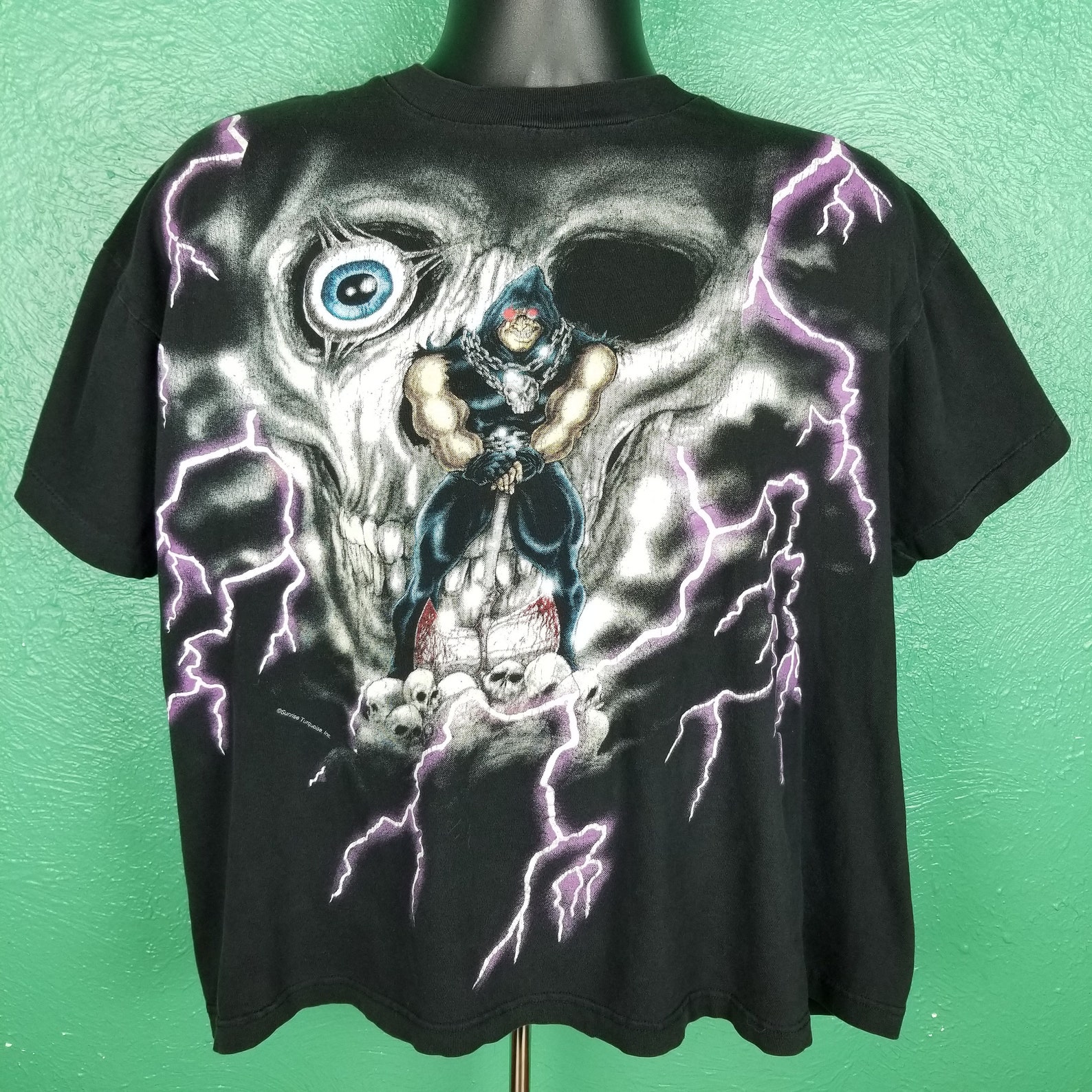 Vintage 90s American Thunder Executioner Skull Shirt Xl - Etsy