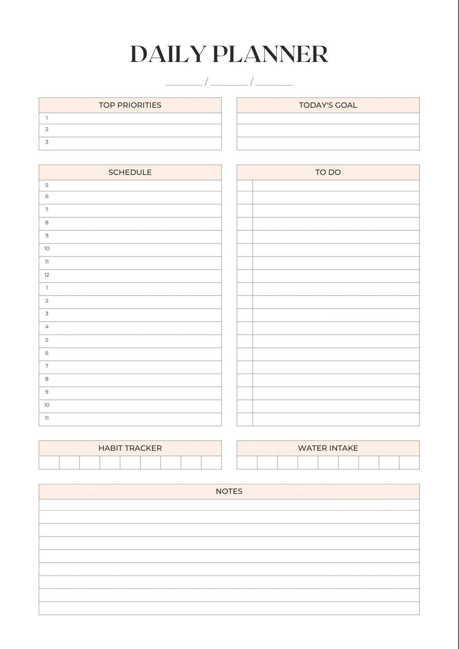Printable Daily Planner A4 Daily Planner to Do List Digital - Etsy