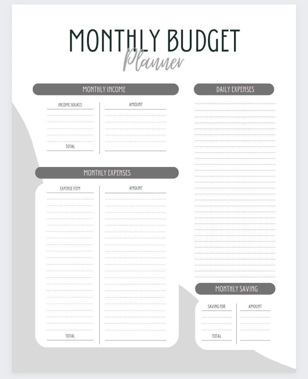 Printable Monthly Budget Planner 2023 (digital Download) - Etsy