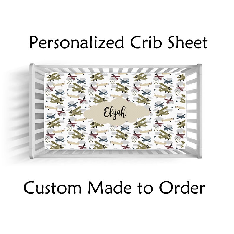 PERSONALIZED Airplane Crib Sheet - Etsy