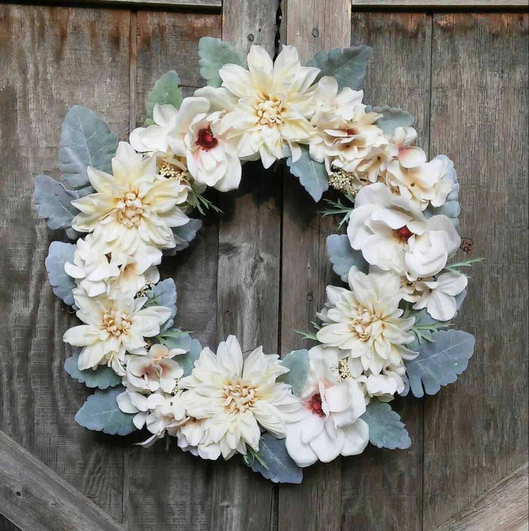 Farmhouse Wreath/magnolia/front Door/white Decor/mothers Day/living ...