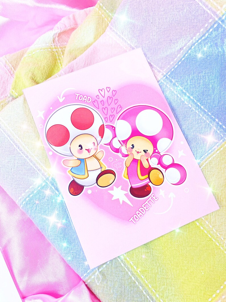 Toad And Toadette In Love Kawaii Anime Pastel Girly Nintendo Etsy