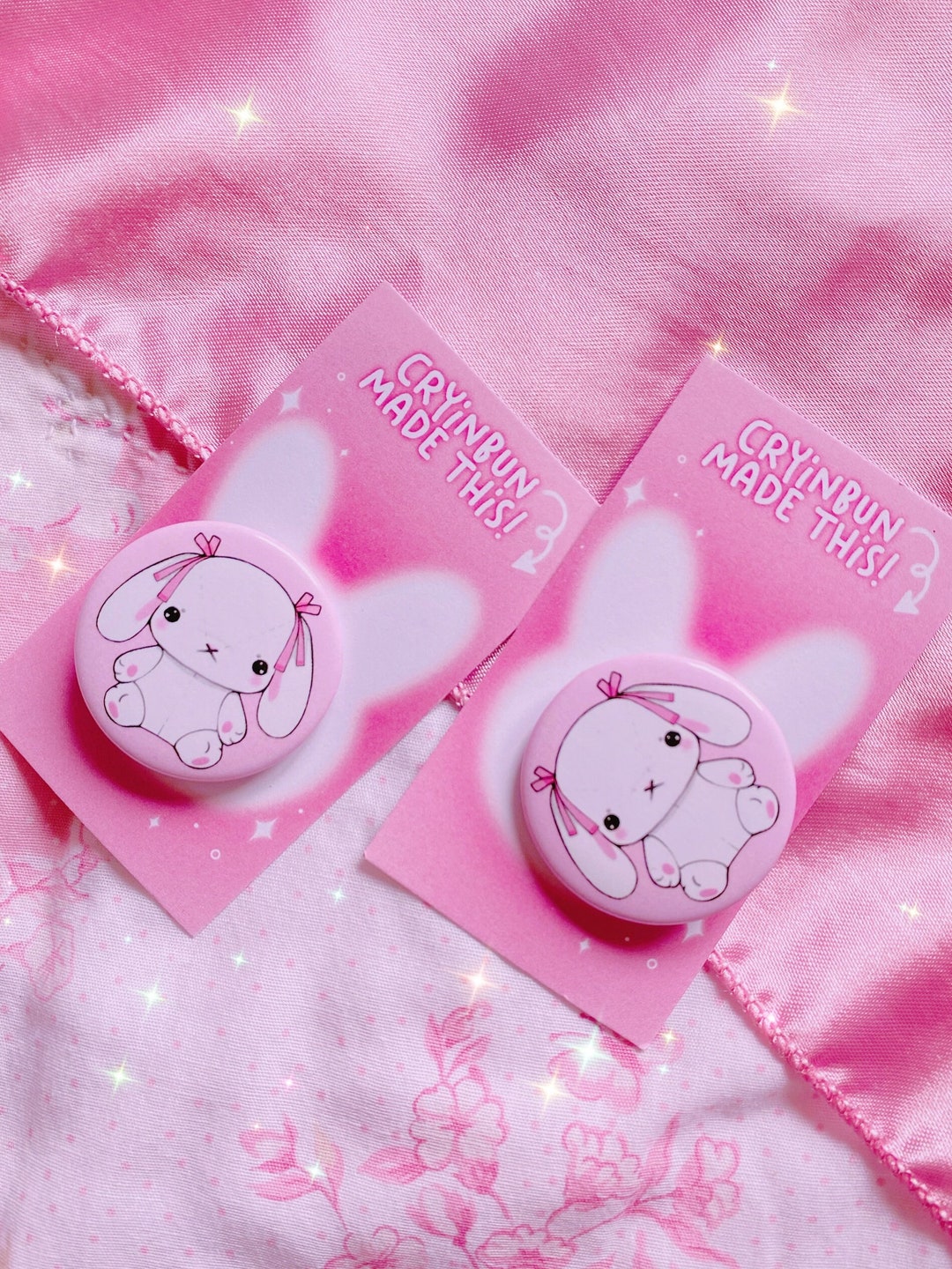 Bunny Button Pin Kawaii Amuse Plushie Rabbit Girl Mascot Cute Colourful ...