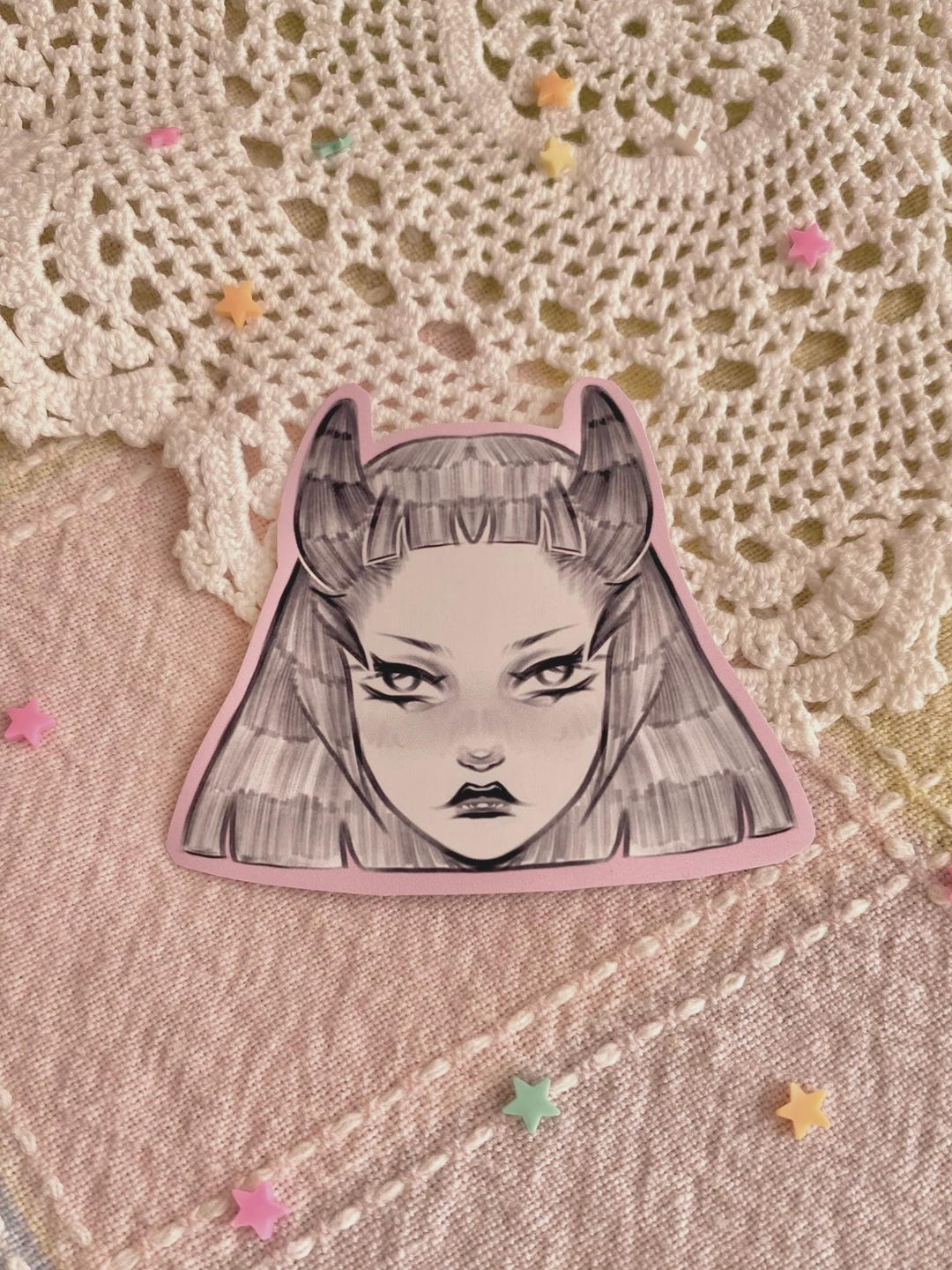 Evilly Cute Handcut Sticker | Original Character Artwork | Water ...