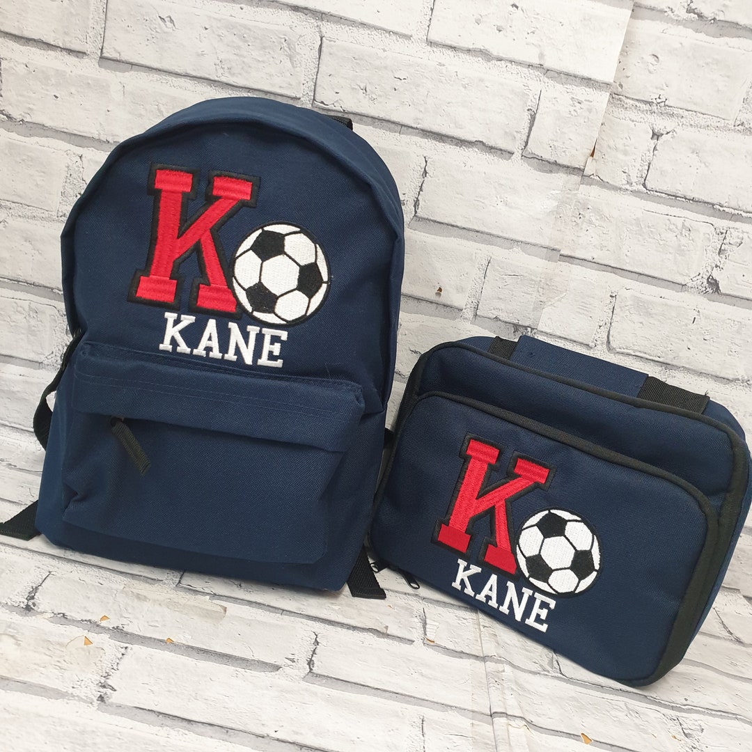Personalised Football Backpack and Lunch Bag Set, Football Rucksack ...