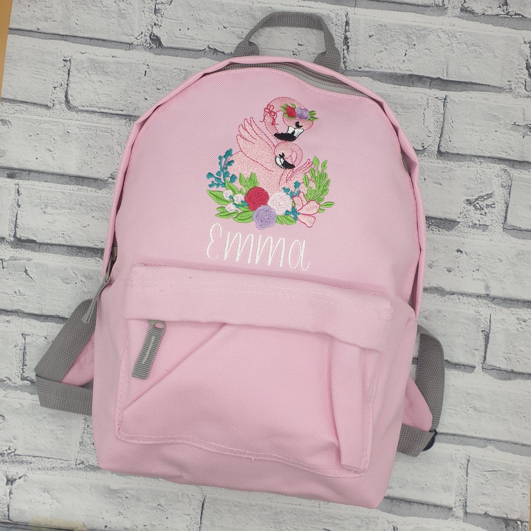 Personalised Toddler Backpack, Embroidered Flamingo Rucksack, Mummy and ...