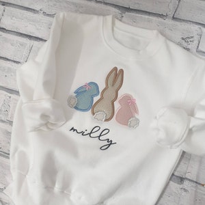 Personalised Easter Sweatshirt, Embroidered Easter Jumper, Bunny ...