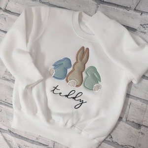 Personalised Easter Sweatshirt, Embroidered Easter Jumper, Bunny ...