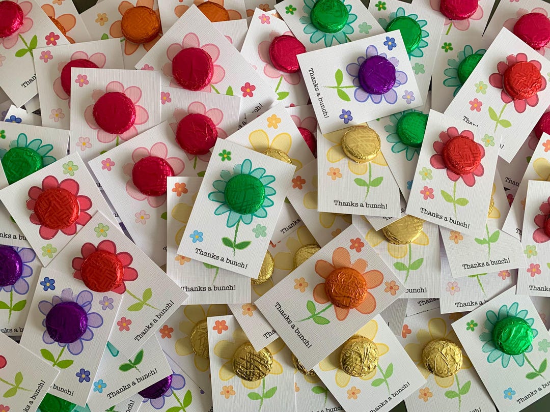 Selection Dots! 'thank You' Flower Theme Chocolate Token Cards. Various ...