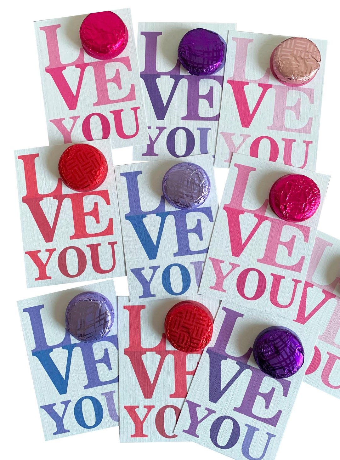 Tiny Treats! 'LOVE Theme' Chocolate Token Cards.ideal for Weddings Etc ...