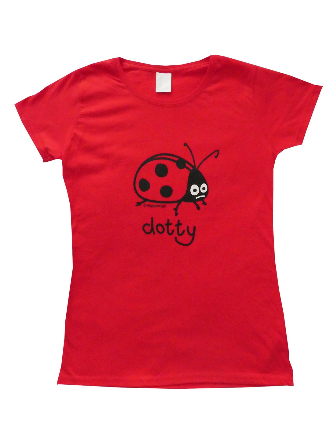 Womens Fitted LADYBIRD (dotty) Red Cotton T.shirt. Size 6-18 - Etsy UK